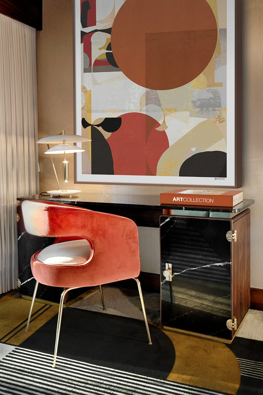 A STRIKING OFFICE CORNER WITH ELLEN CHAIR – Room by Room